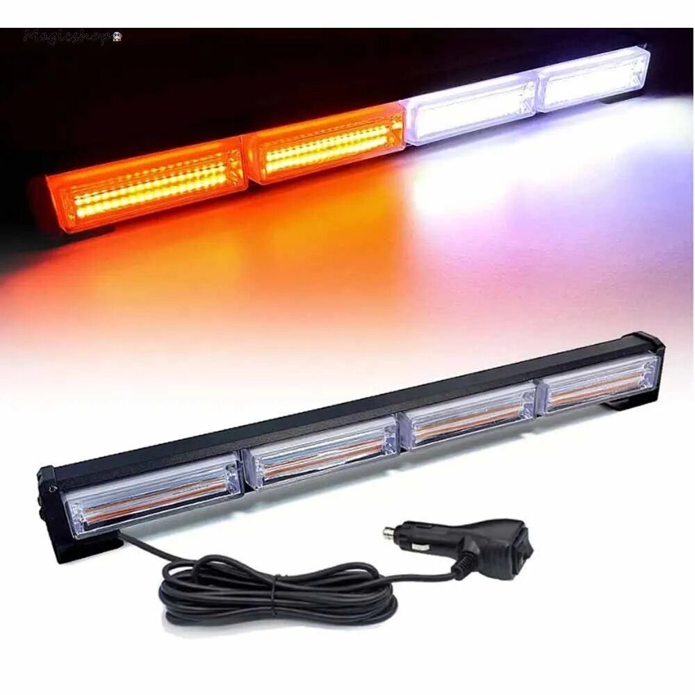 Проблесковая балка мигалка желто-белый на спецтехнику / led стробоскоп на крышу авто 12/24v 43CM