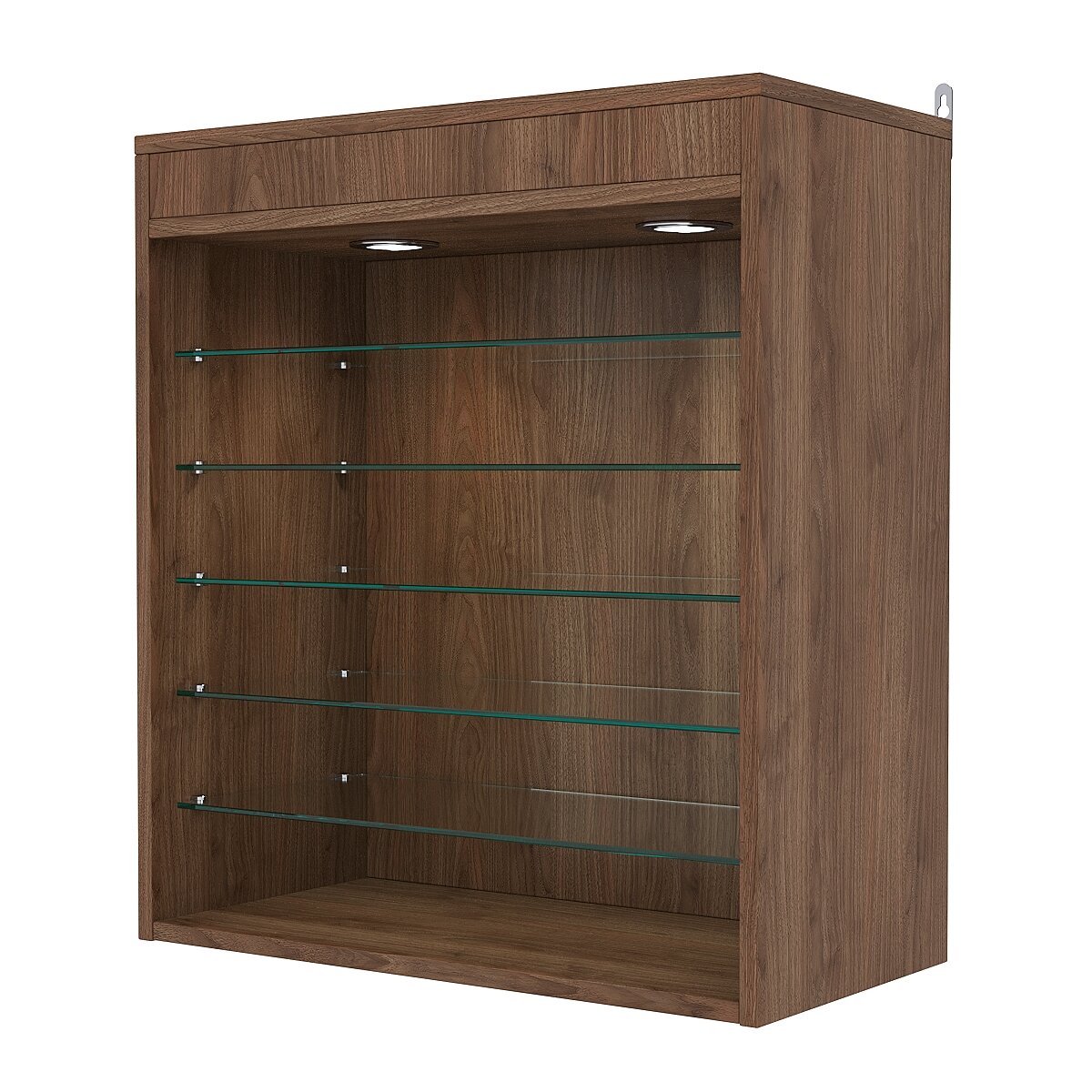 Витрина настенная №1-7ГГ с подсветкой, Орех. Производитель товара - компания Westcom.
