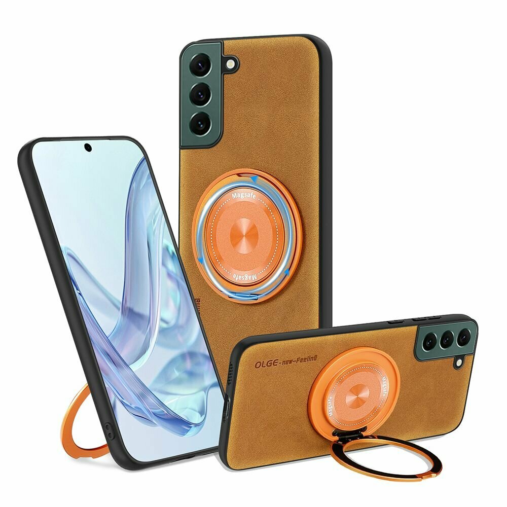 Чехол на Самсунг Галакси С22 с поддержкой MagSafe/ магсейф для Samsung Galaxy S22 для использования магнитных аксессуаров, противоударный, вращающееся на 360металлическое кольцо