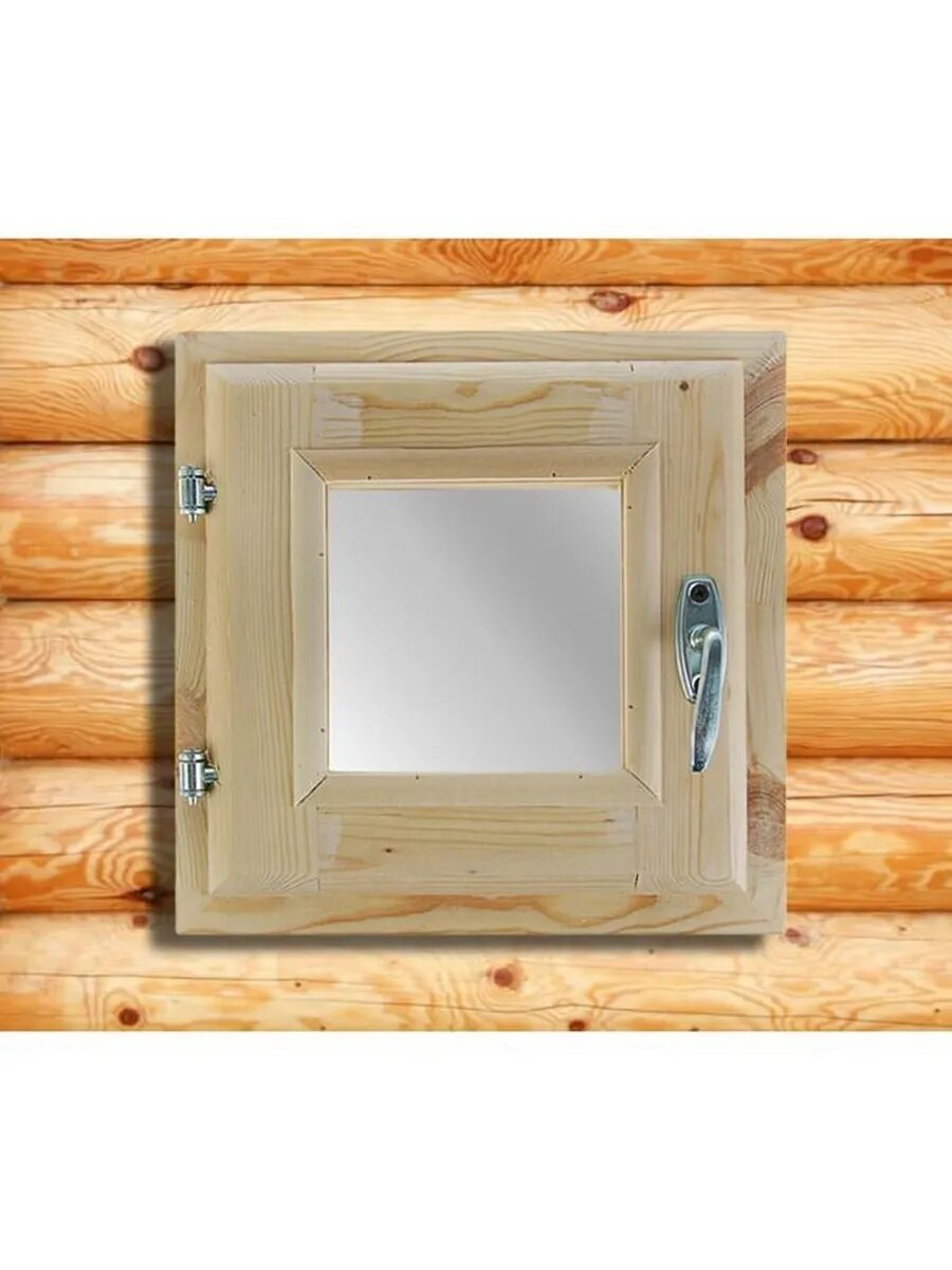 Деревянное окно с двойным стеклом 30x30 см