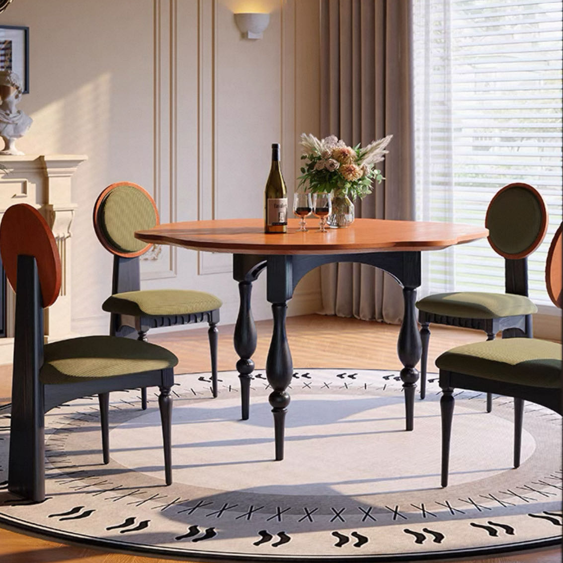 Обеденный стол с фигурной столешницей Relais коллекции Revello Black (130см)