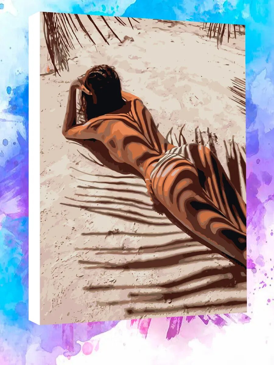 Картина по номерам Девушка Пляж Пальмы