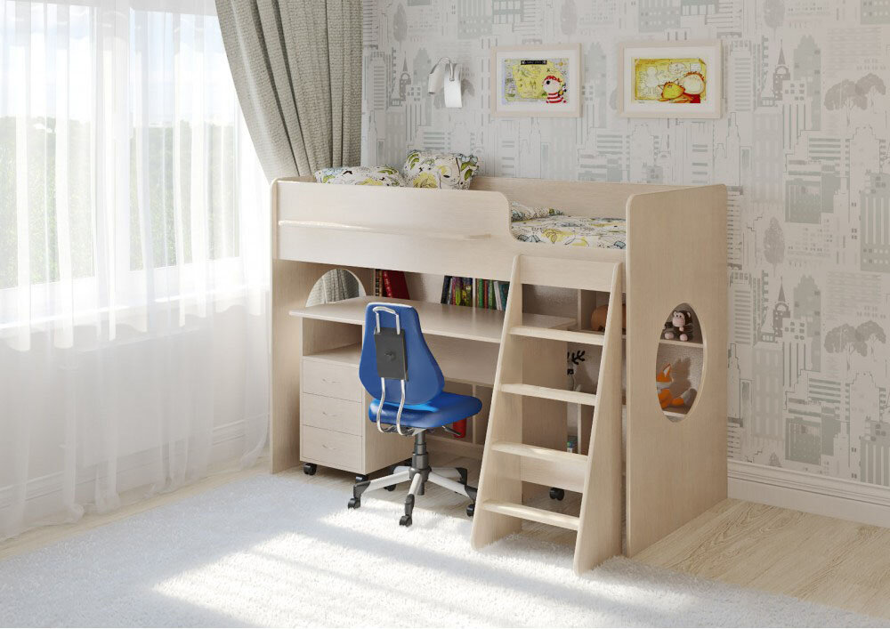 Детская кровать Л-26.6 Дуб Молочный Дуб Молочный