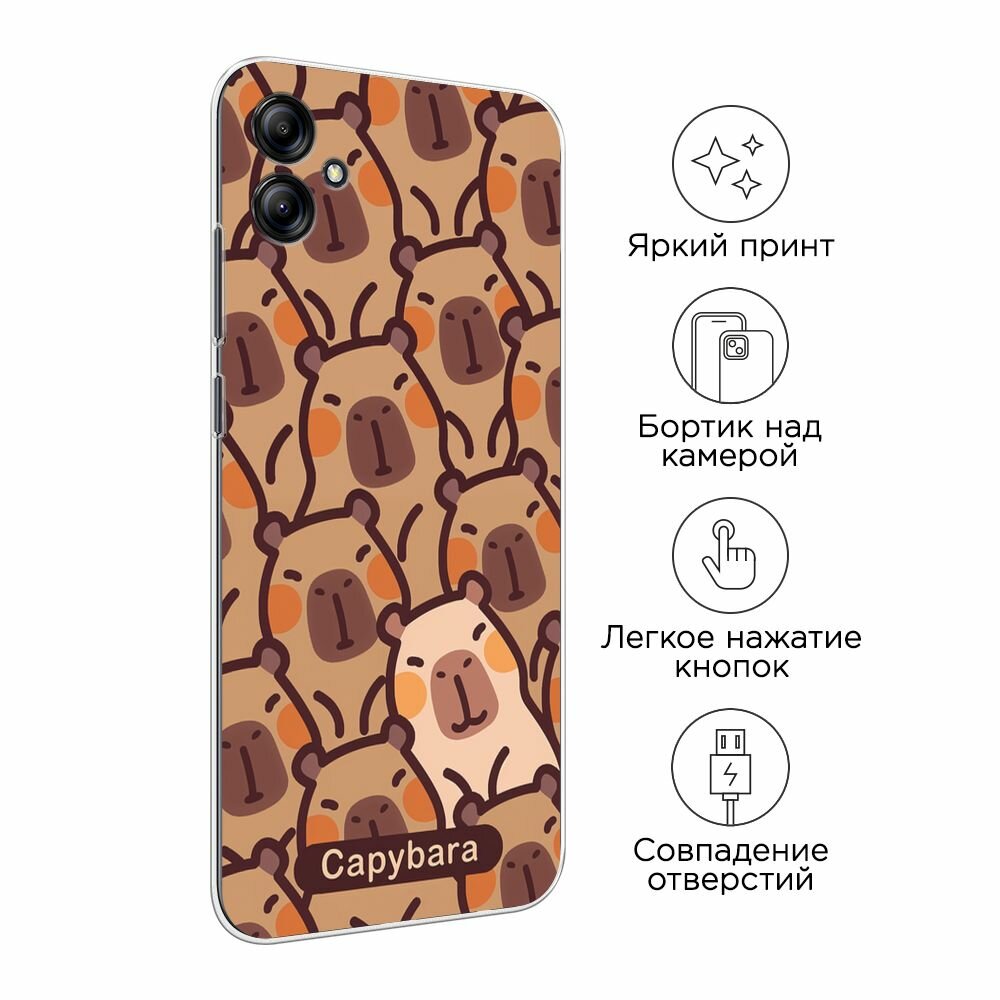 Чехол на Samsung Galaxy A04e / Самсунг A04e с принтом "Толпа капибар" — фото 1