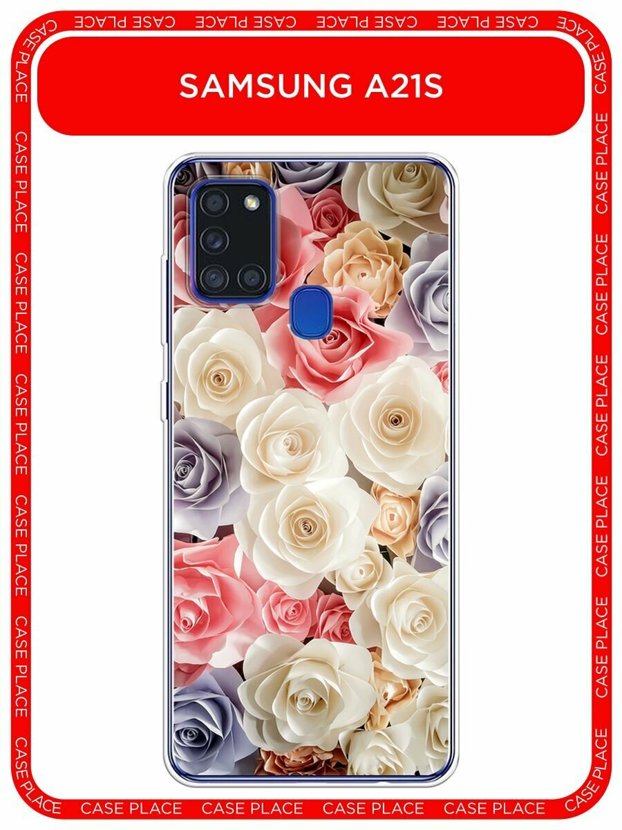 Чехол на Samsung Galaxy A21s / Самсунг Галакси A21s с принтом "Пастельные розы"