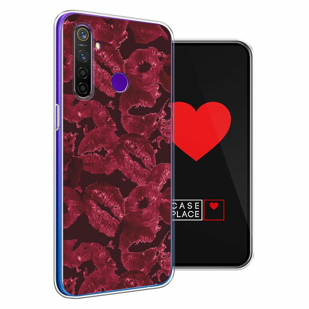 Чехол на Realme 5 Pro / Реалми 5 Про с принтом Помада паттерн 1 — фото 1