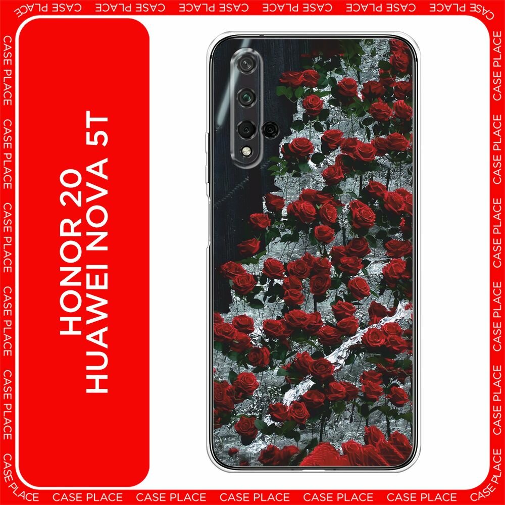 Чехол на Honor 20/Huawei Nova 5T / Хонор 20/Хуавей Нова 5Т с принтом Цветущие алые розы