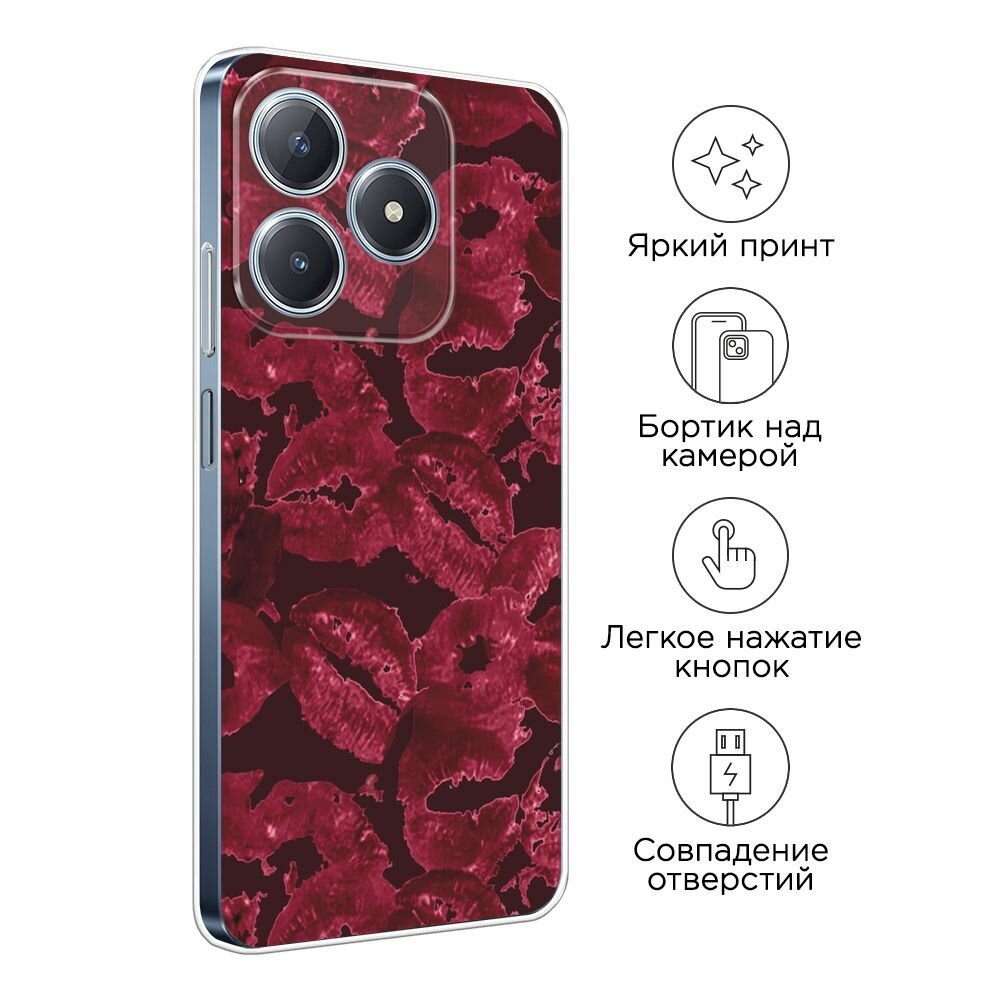 Силиконовый чехол на Realme C63 / Реалми С63 с принтом Помада паттерн 1 — фото 1