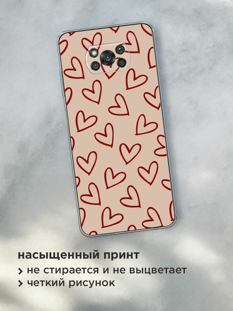 Чехол на Xiaomi Poco X3/X3 Pro / Поко X3/X3 Pro с принтом "Little hearts doodles 1 - 14 февраля" — фото 1