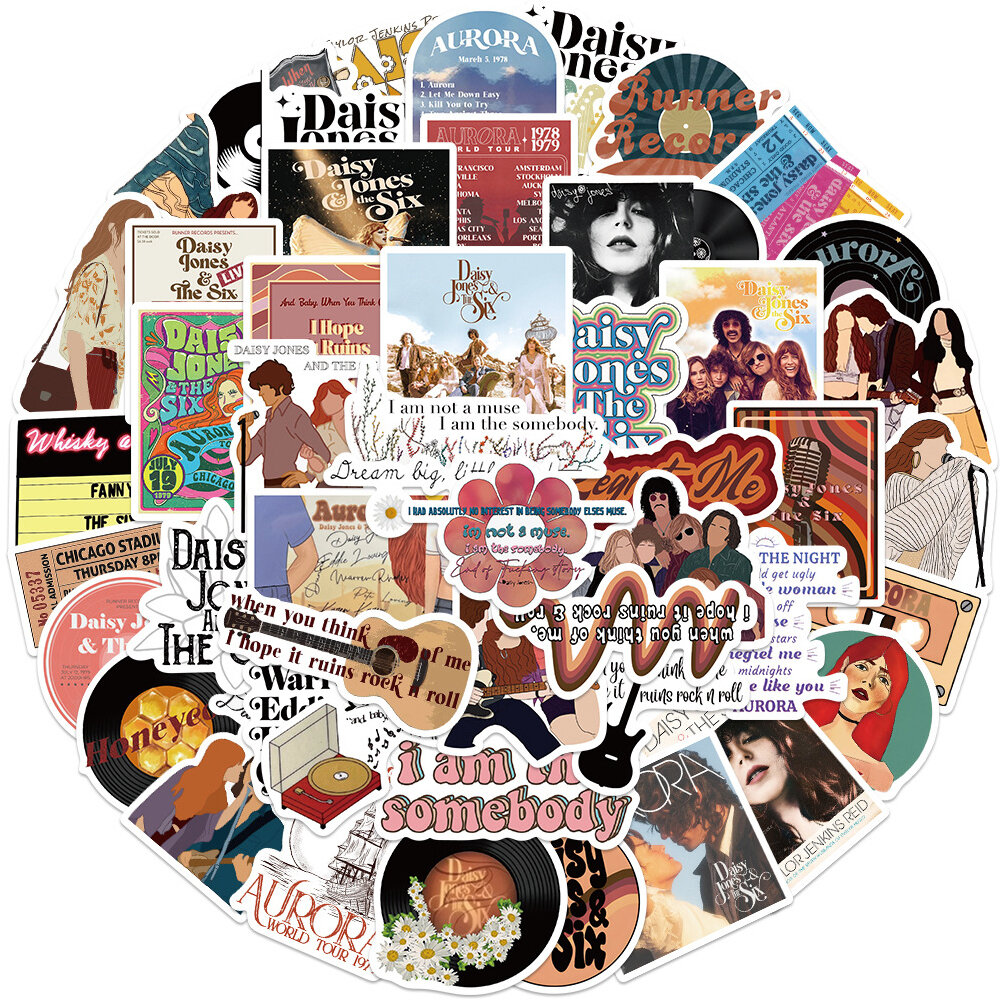 Наклейки Сериала "Дейзи Джонс и Шесть Наклеек" для Бампера Ноутбука и Скейтбординга