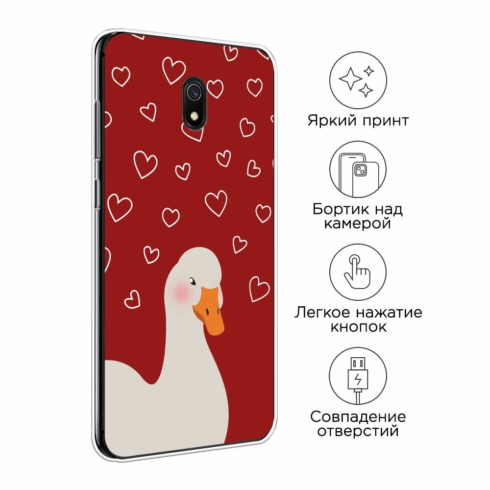 Чехол на Xiaomi Redmi 8A / Сяоми Редми 8А с принтом "Влюблённый гусь 1 - 14 февраля" — фото 1