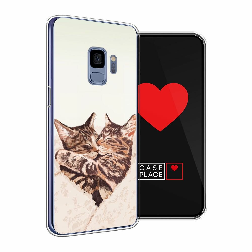 Чехол на Samsung Galaxy S9 / Самсунг Галакси С9 с принтом "Влюбленные котейки - 14 февраля" — фото 1