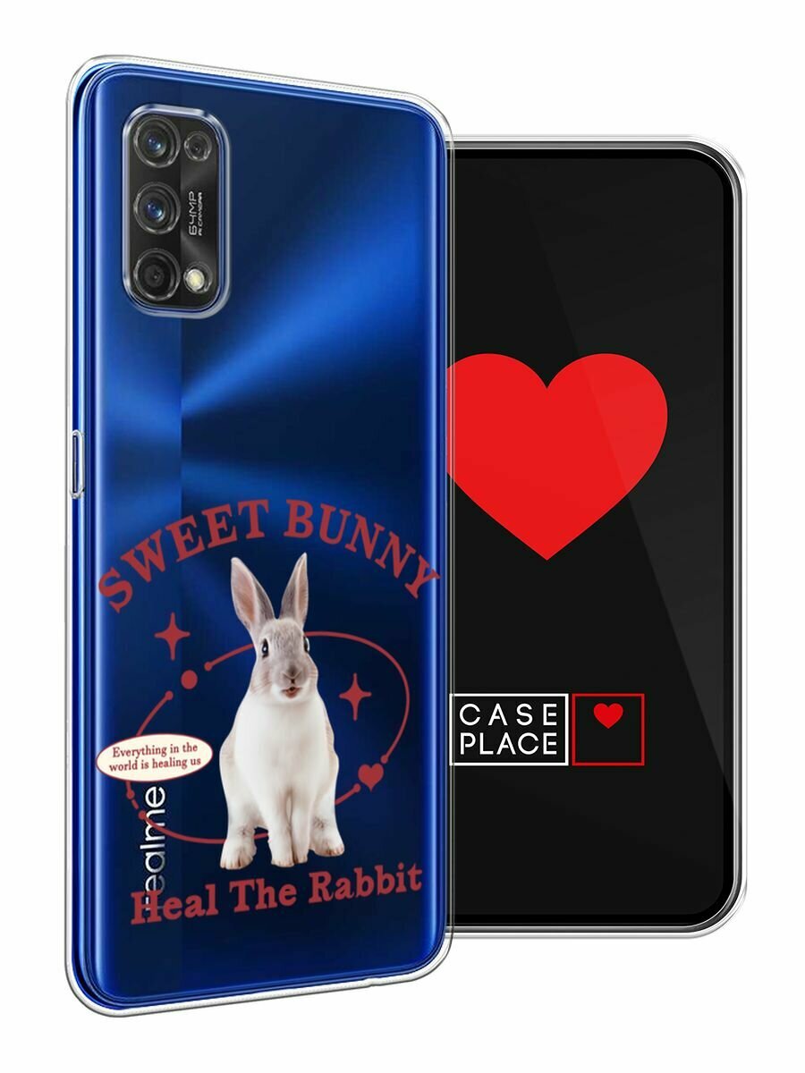 Чехол на Realme 7 Pro / Реалми 7 Про с принтом "Heal the rabbit", прозрачный — фото 1