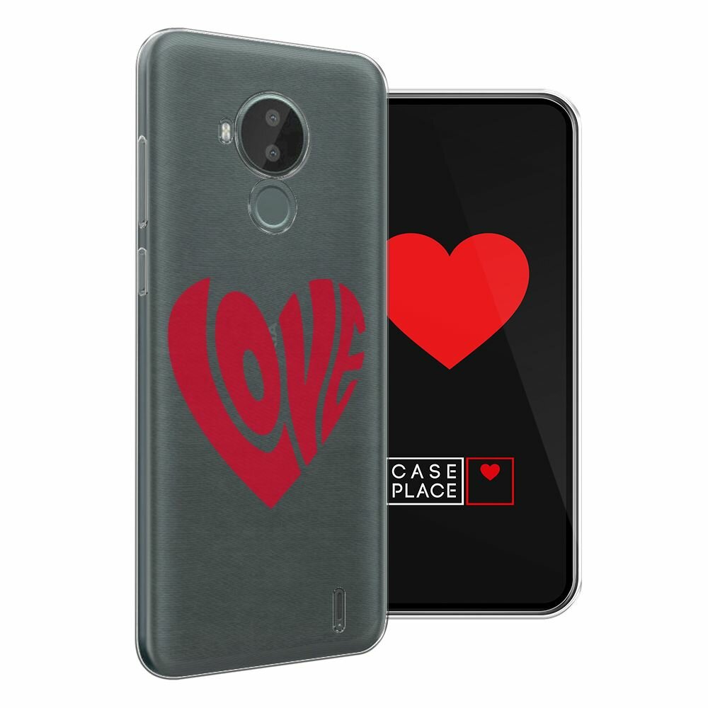 Чехол на Nokia C30 / Нокия C30 с принтом "Love heart 2 - 14 февраля", прозрачный — фото 1