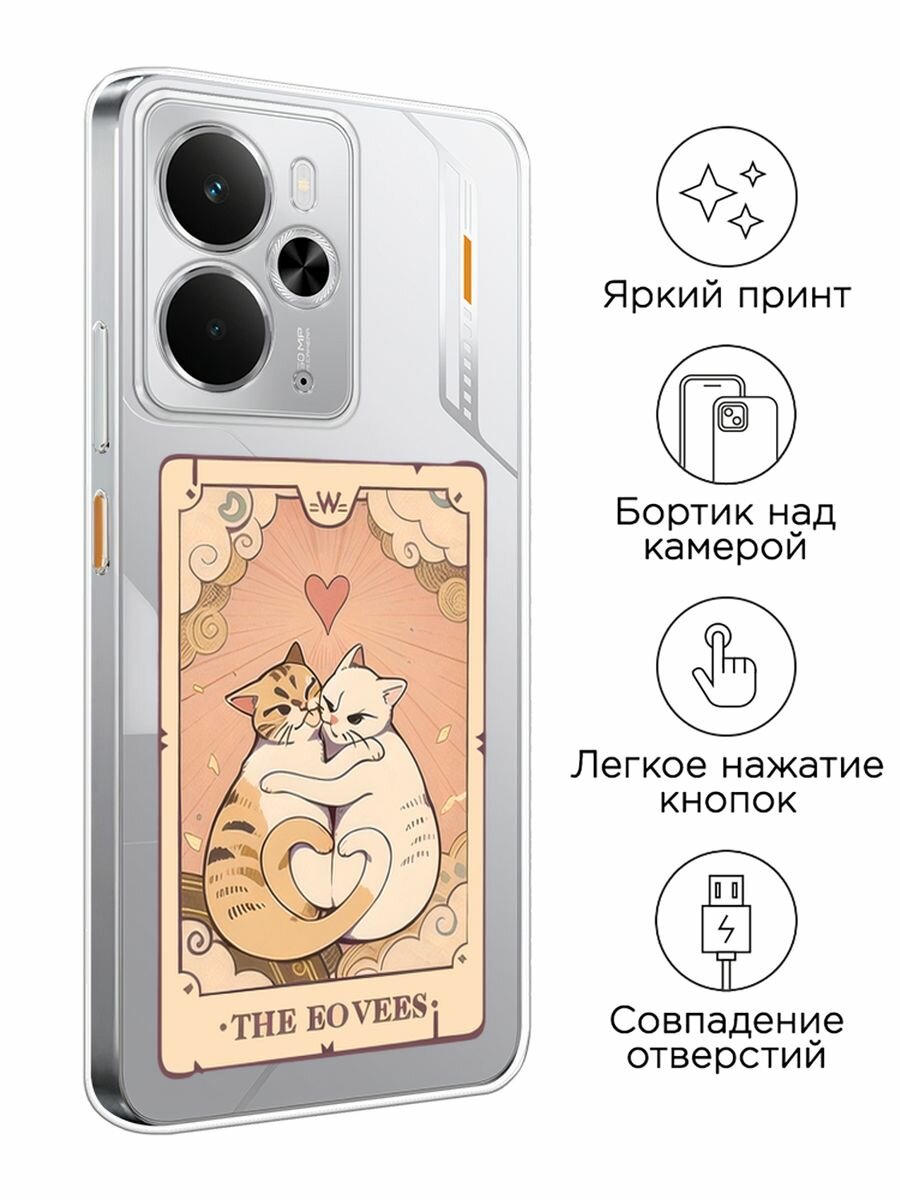 Чехол на Realme 14 5G / Реалми 14 5G с принтом "The lovers cats 2 - 14 февраля", прозрачный — фото 1