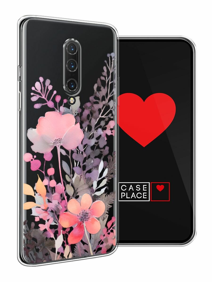 Чехол на OnePlus 8 / ВанПлас 8 с принтом "Лиловые полевые цветы", прозрачный — фото 1