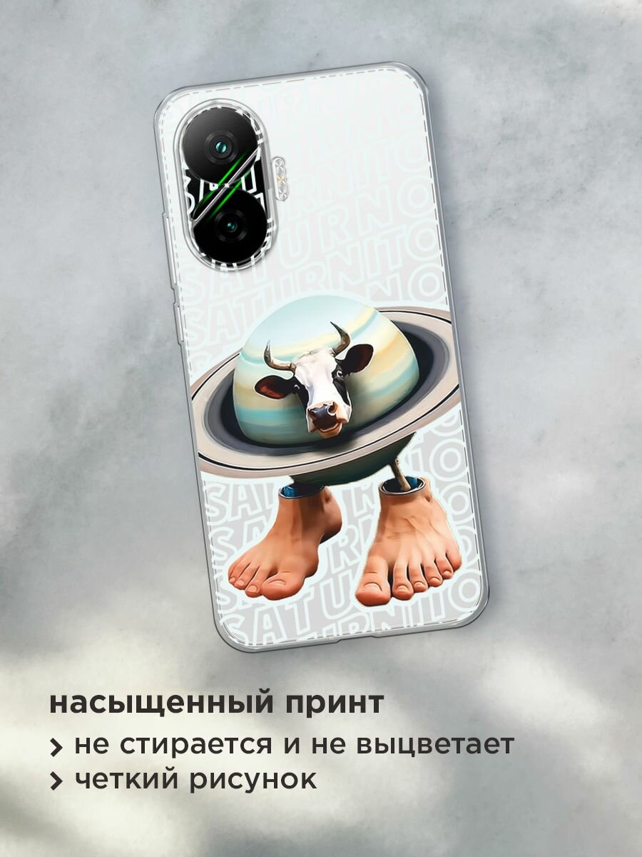 Чехол на Poco F7 / Поко F7 с принтом "Сатурнито сатурно 2", прозрачный — фото 1