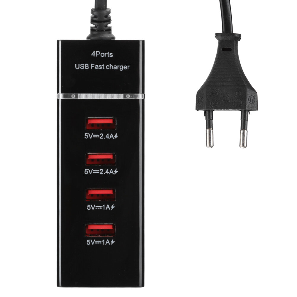 Универсальное зарядное устройство USB на 4 порта 3A для быстрой зарядки, настольный адаптер 100-240 В, зарядная станция для нескольких устройств: мобильных телефонов и планшетов