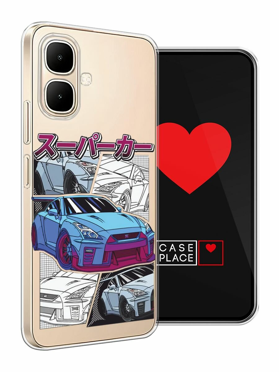 Чехол на Infinix Smart 10 / Инфиникс Смарт 10 с принтом "JDM коллаж", прозрачный — фото 1