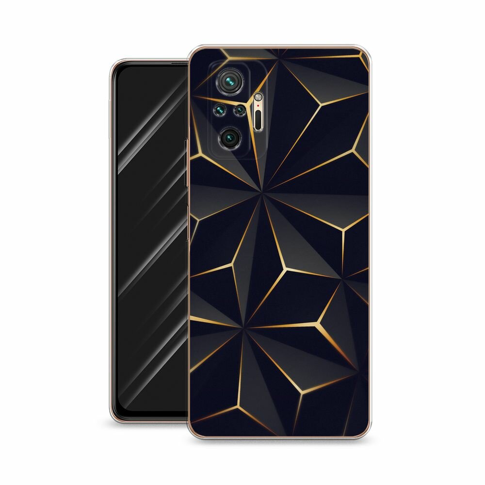 Чехол на Xiaomi Redmi Note 10 Pro / Сяоми Редми Нот 10 Pro с принтом "Черные полигоны" — фото 1