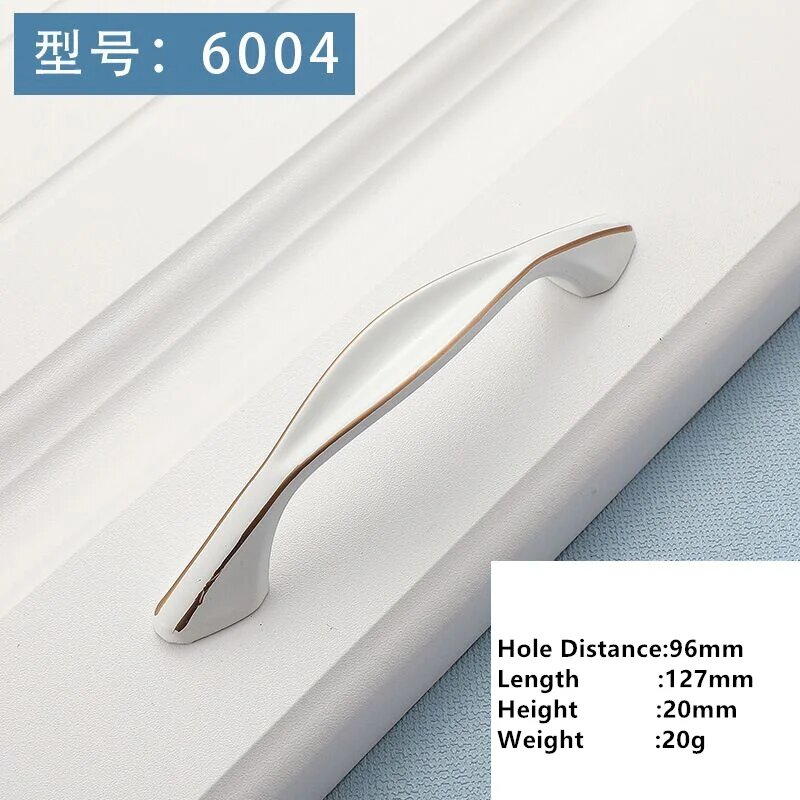 Ручки для шкафов белые, Model: 6004-96, 127 мм