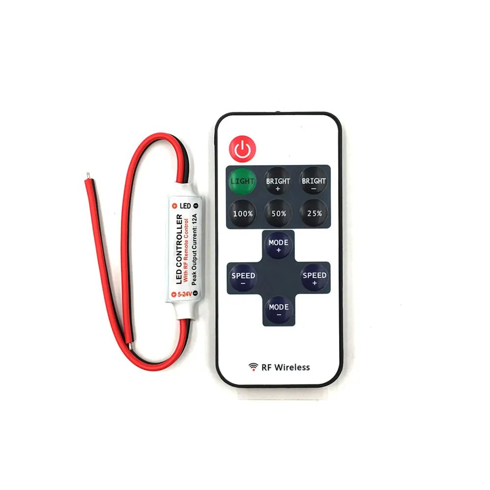 Беспроводной диммер для светодиодных лент 12В Красный, Wire connector