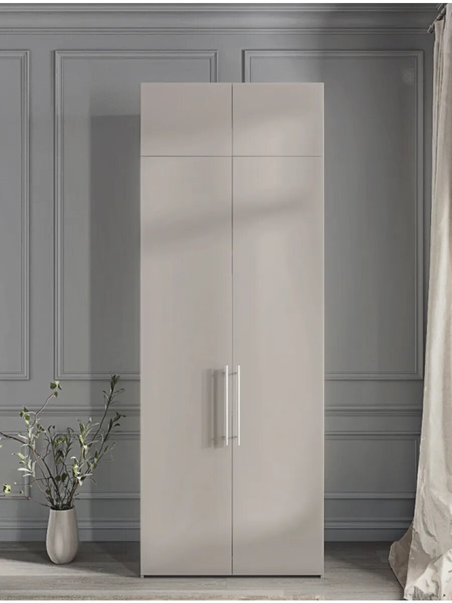 Casa Mia 90х260х50 см. Шкаф для одежды распашной 2-дверный с антресолью, кашемир, ручка рейлинг 320 мм