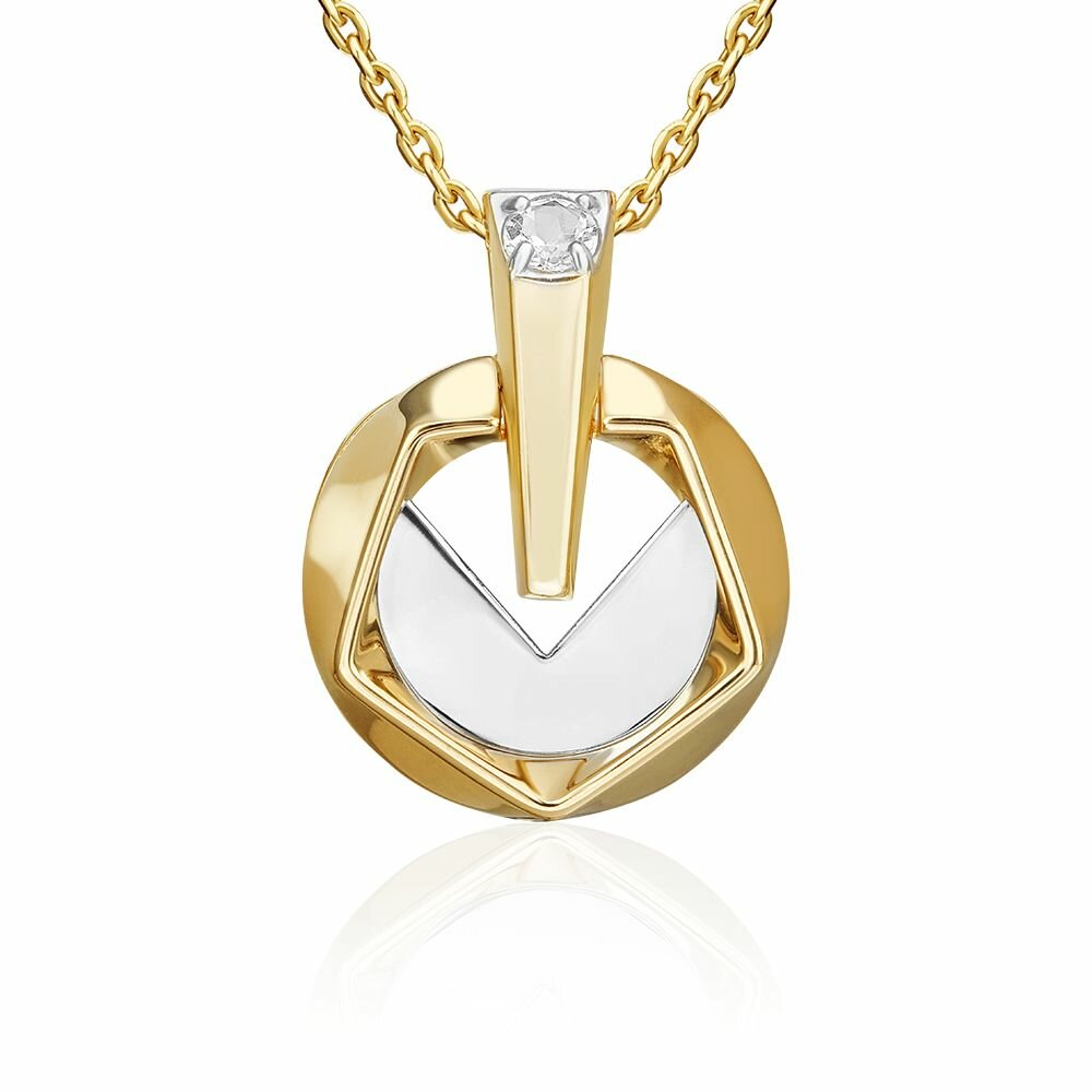 Подвеска, комбинированное золото, 585 проба, родирование, топаз