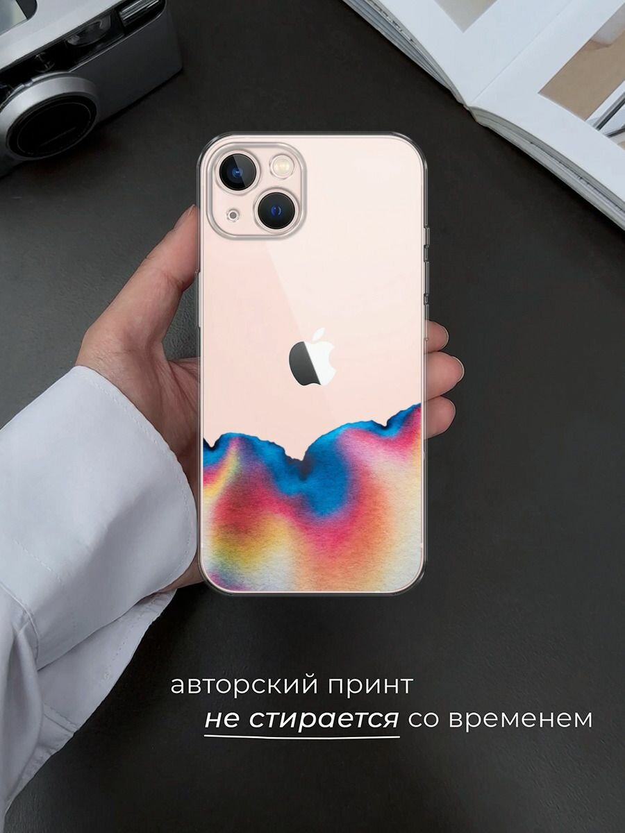 Чехол на Apple iPhone 13 / Айфон 13 с принтом Акварельное сочетание, прозрачный — фото 1