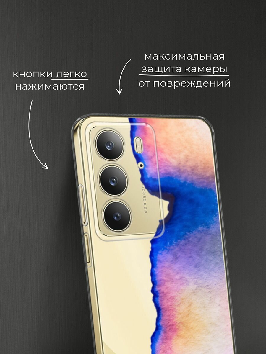 Чехол на Realme C75 4G / Реалми C75 4G с принтом Синяя акварель, прозрачный — фото 1