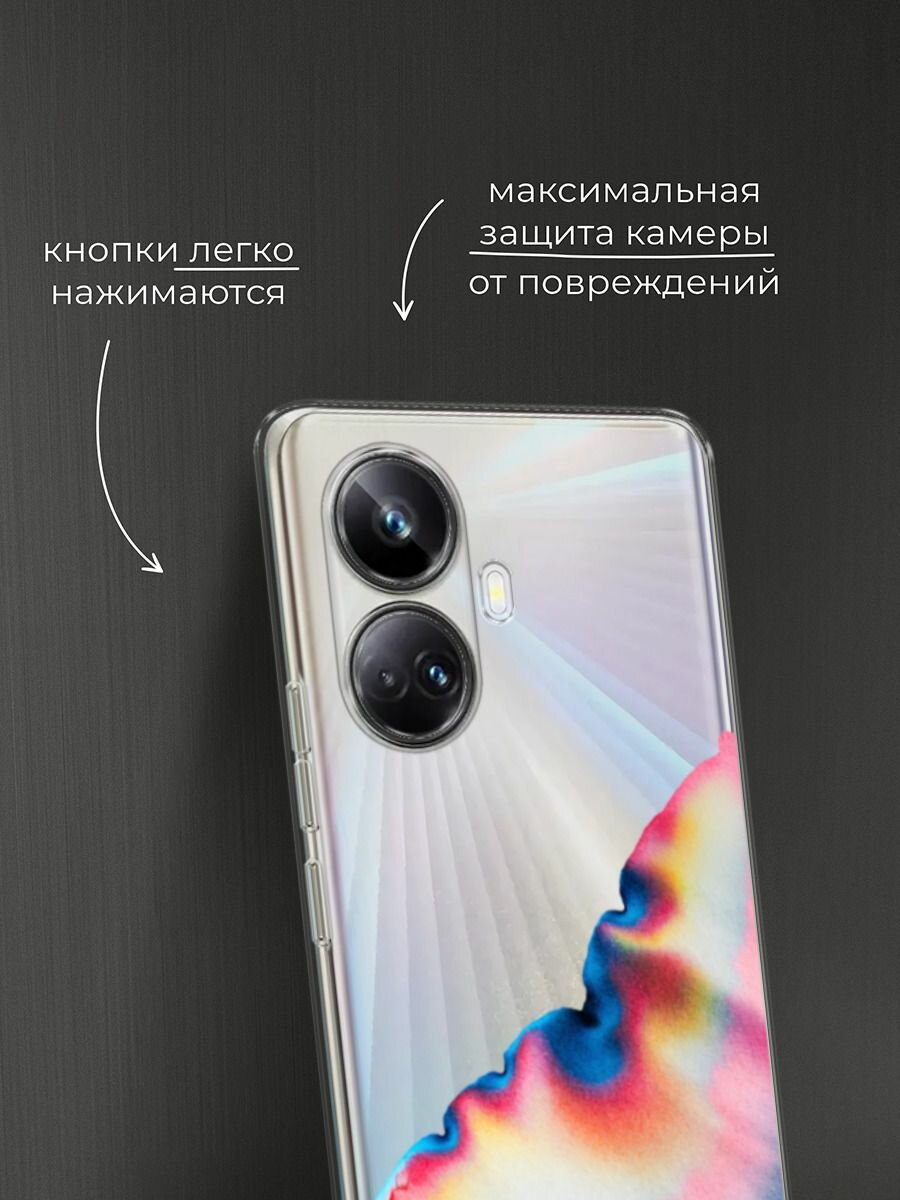 Чехол на Realme 10 Pro+ / Реалми 10 Про+ с принтом Розовая акварель, прозрачный — фото 1