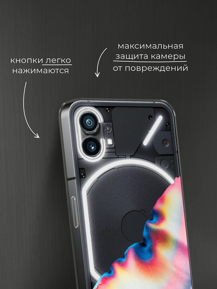 Чехол на Nothing Phone 1 / Нафинг Фон 1 с принтом Розовая акварель, прозрачный — фото 1