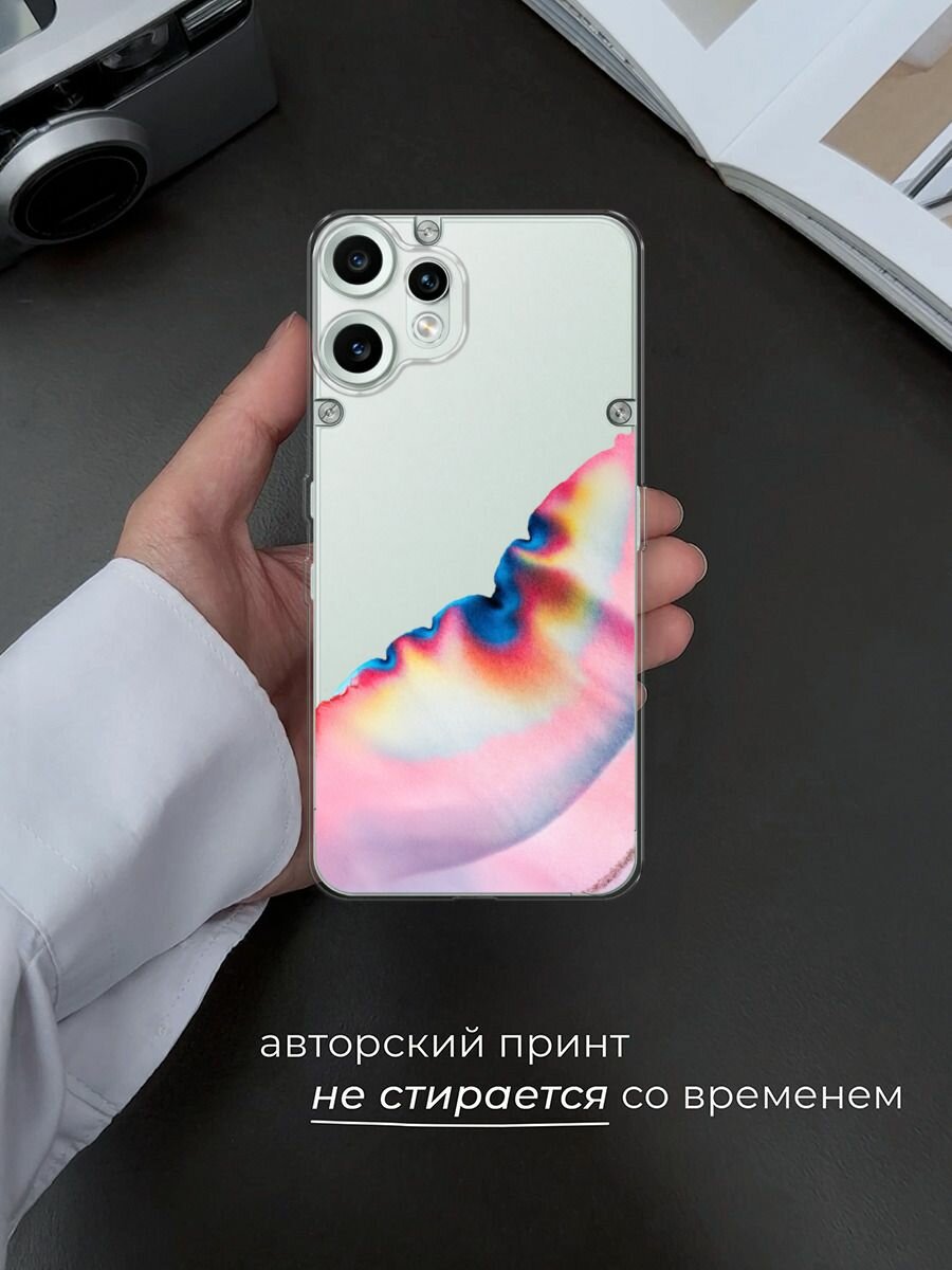 Чехол на CMF Phone 2 Pro / CMF Фон 2 Про с принтом Розовая акварель, прозрачный — фото 1