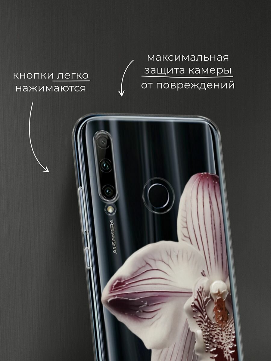 Чехол на Honor 10i/20 Lite 2019/20e/Huawei P Smart Plus 2019 / Хонор 10i с принтом Белая орхидея — фото 1