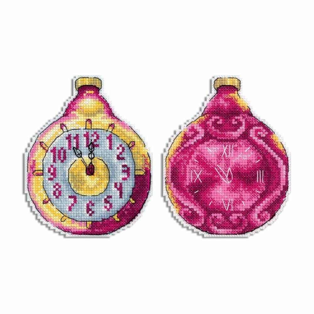 Набор для вышивания крестиком ЖАР-птицА (М. П. Студия) "Советская ёлочная игрушка. Часы" 12х9 см, Новый Год Зима Украшения