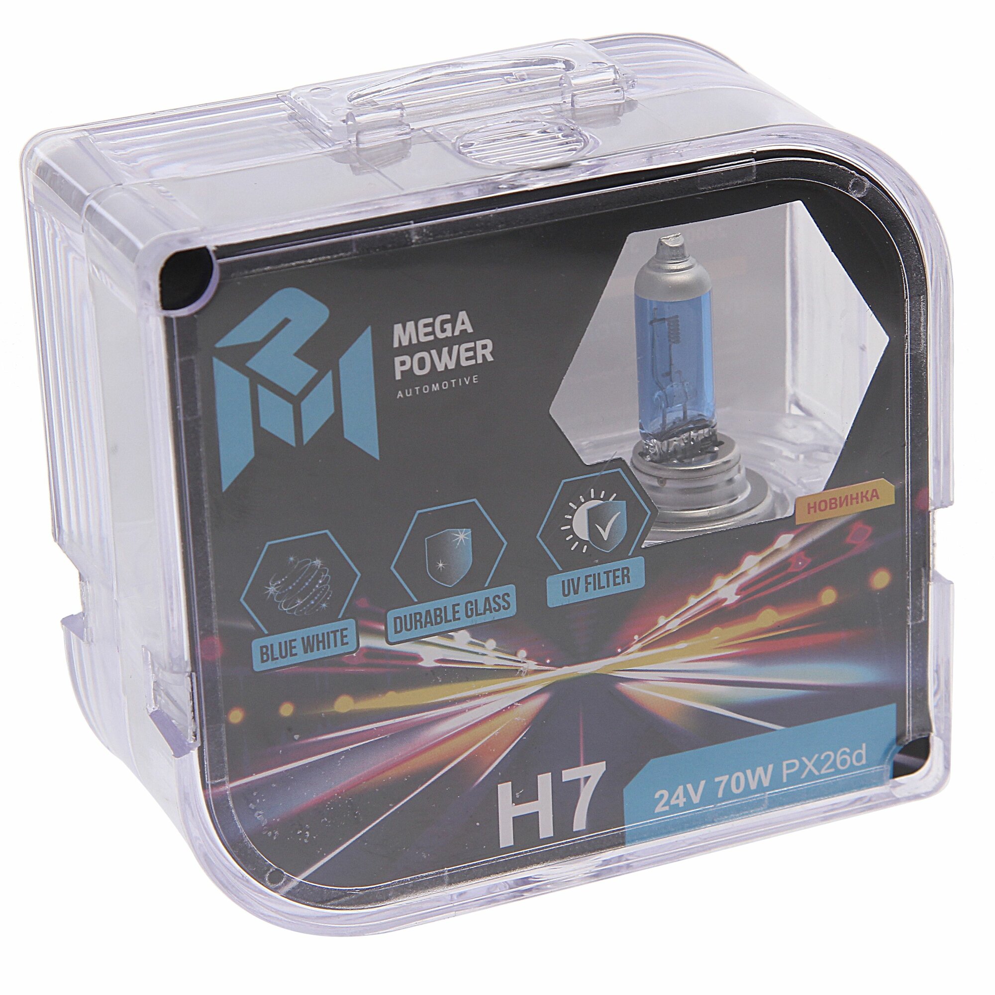Лампа 24V H7 70W PX26d бокс Blue White 2 шт арт 37033035 MEGAPOWER AUTOMOTIVE