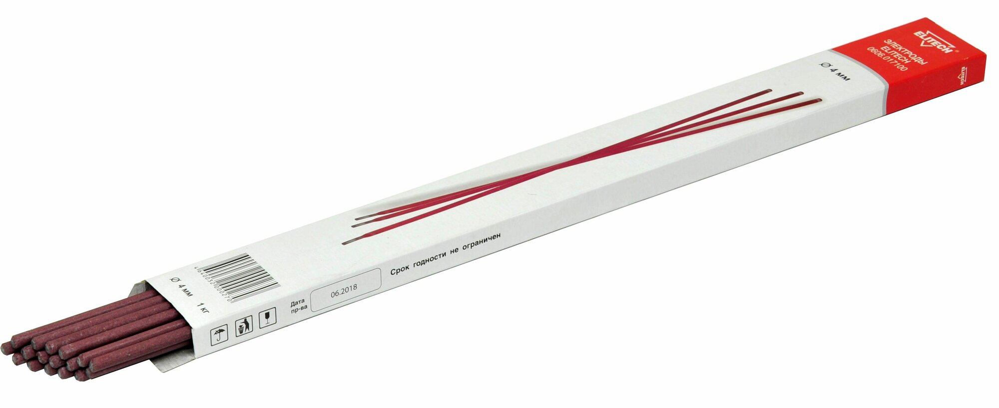 Электрод ELITECH "0606.017100", для ручной дуговой сварки, диаметр 4мм, вес 1кг, красный