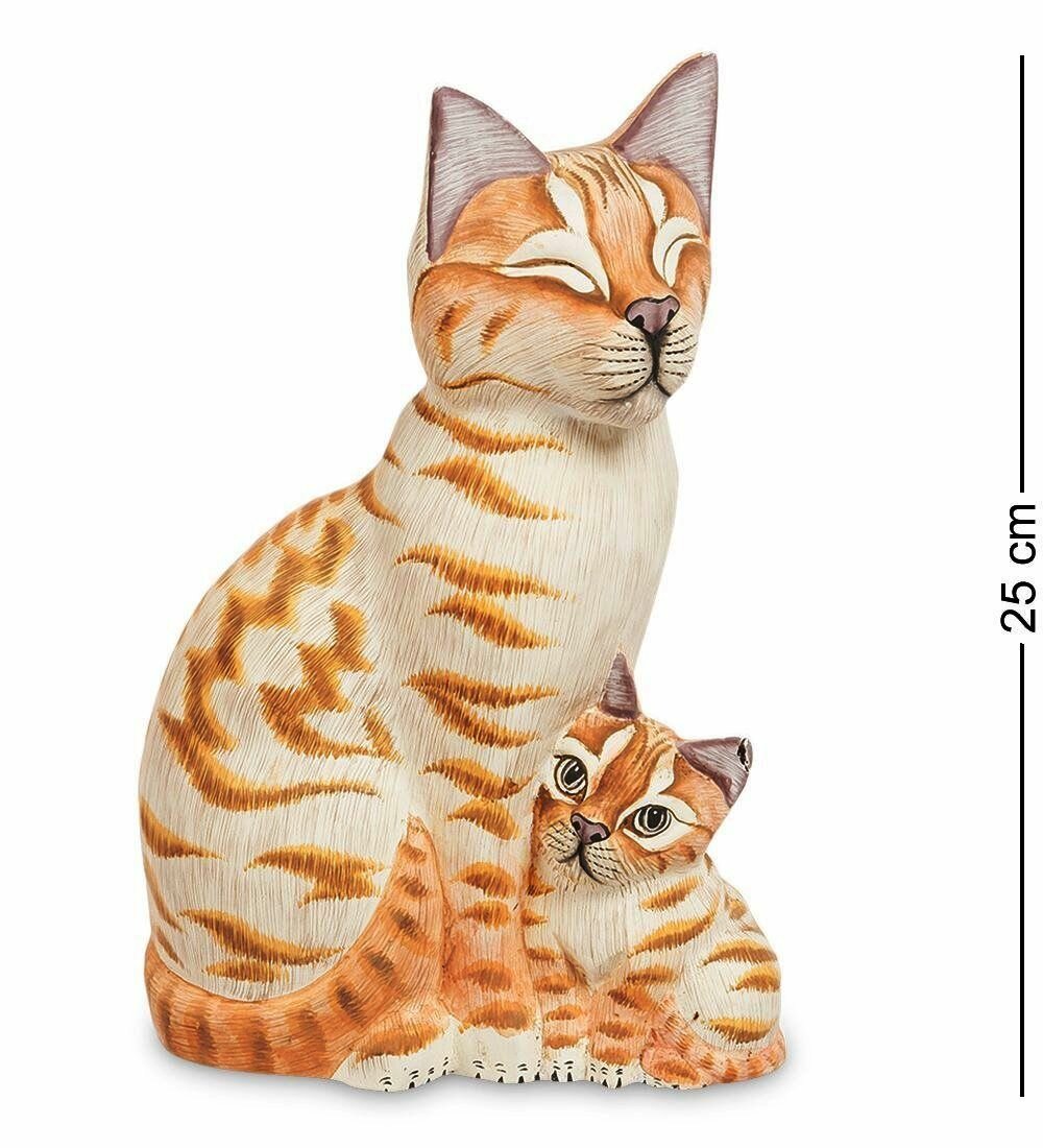 Фигурка "Кошка с котёнком" H-25см. (о. Бали) (производство Индонезия). В индивидуальной коробке.