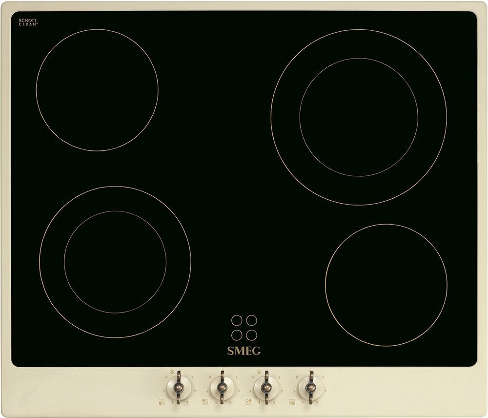 Варочная панель электрическая Smeg Coloniale P864PO бежевый/черный, стеклокерамика