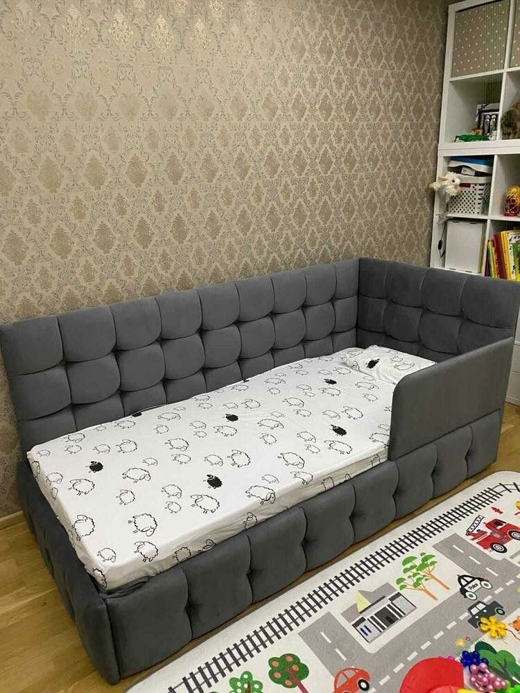 Угловая кровать "Рика А" с подъемным механизмом, размер 90*200, Veluta Lux 32