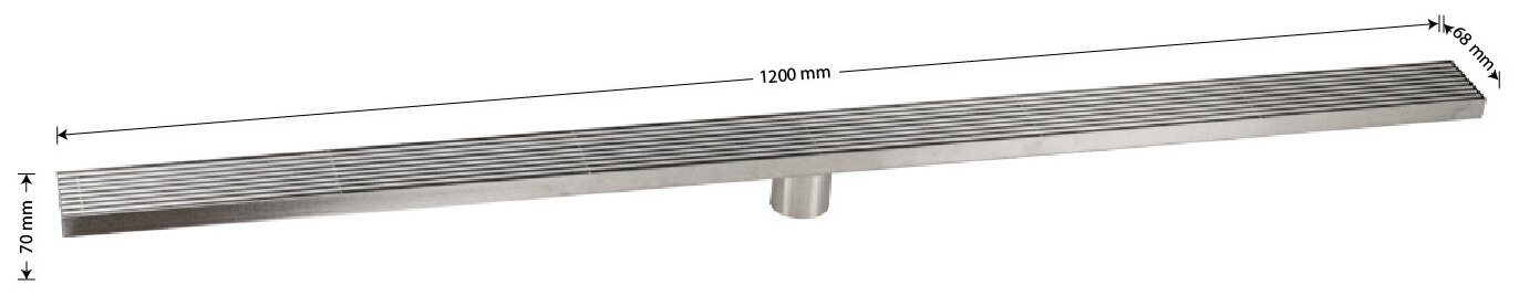 Трап для душа санакс 1200х68 мм, нержавеющая сталь, с гидрозатвором