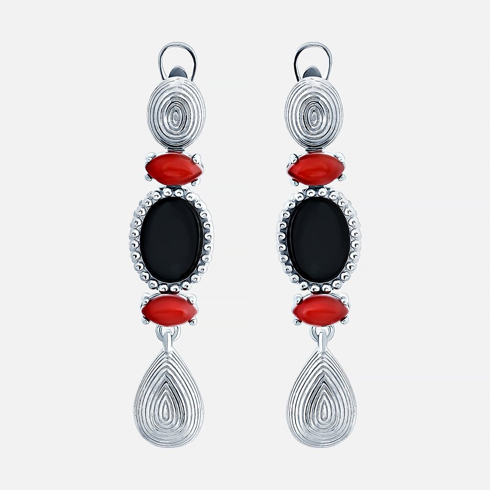 Серьги, серебро, 925 проба, оникс