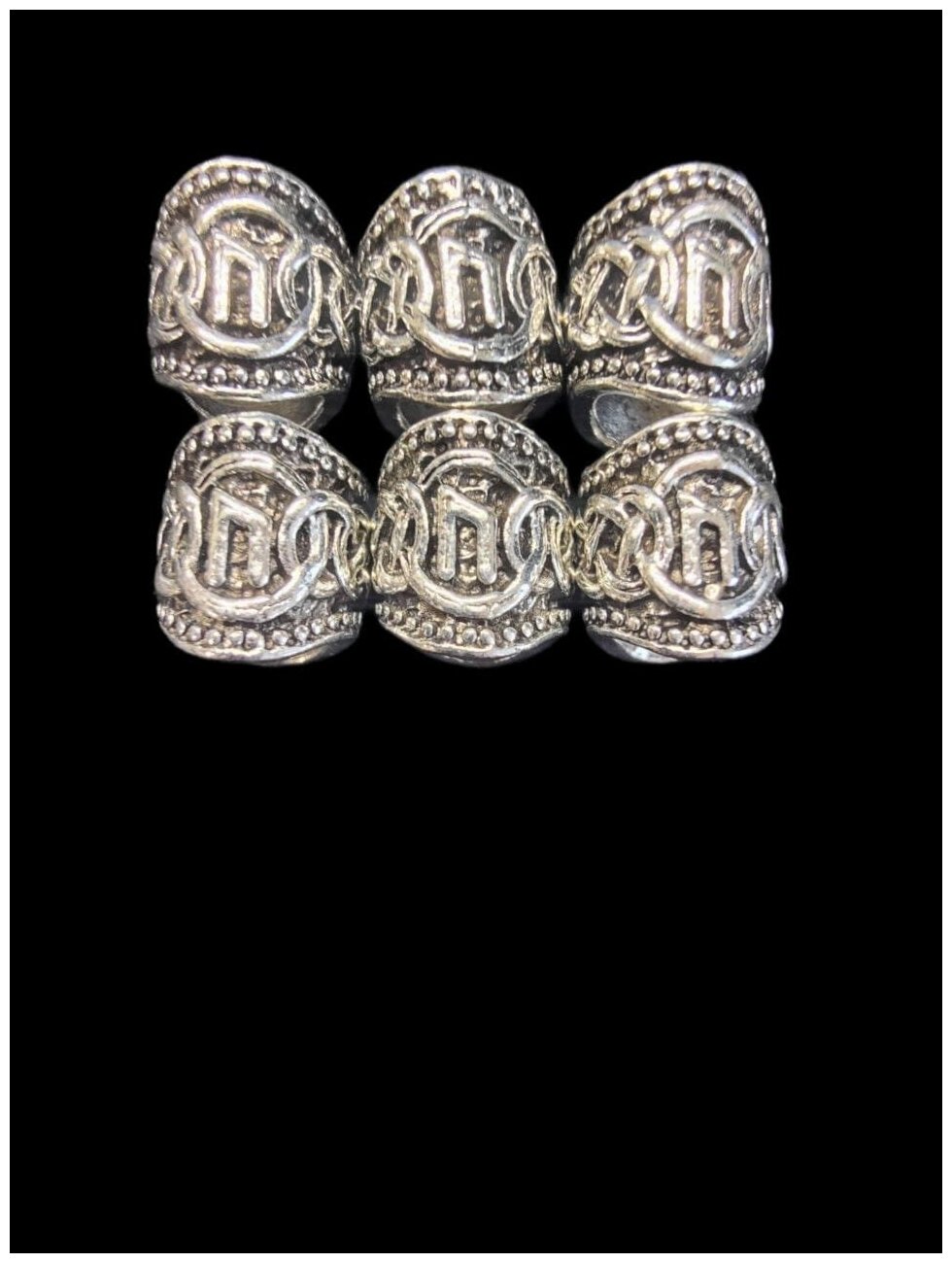 Руны скандинавские "Уруз", для браслета, бороды или волос, металл, 6 шт