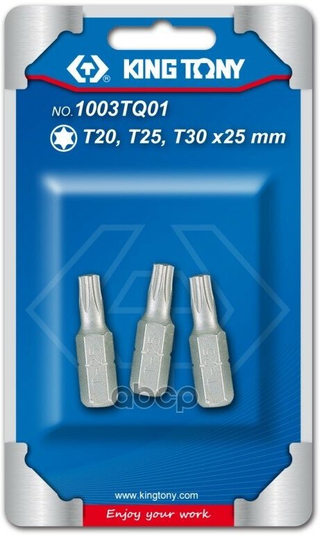 Набор вставок, бит 1/4, TORX, Т20, Т25, Т30, 3 предмета KING TONY 1003TQ01 KING TONY арт. 1003TQ01