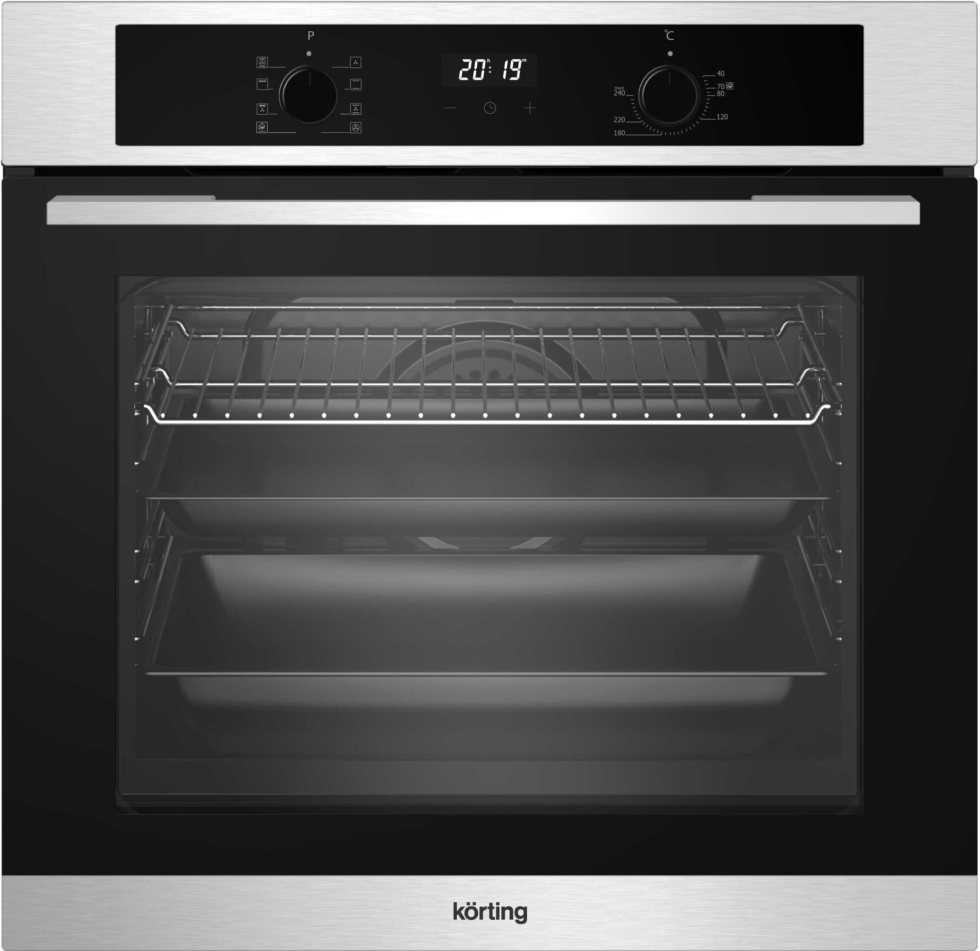 Духовой шкаф Korting OKB 691 CSX ширина 60 см, объем 60 литров, гриль, конвекция, 9 режимов, нержавеющая сталь