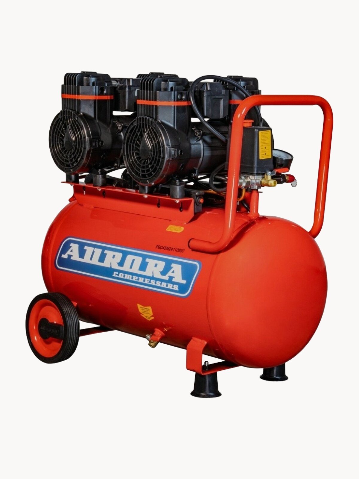 Компрессор поршневой безмасляный AURORA PASSAT-45М BLACK тихий (40л, 410л/мие, 2,6 кВт)