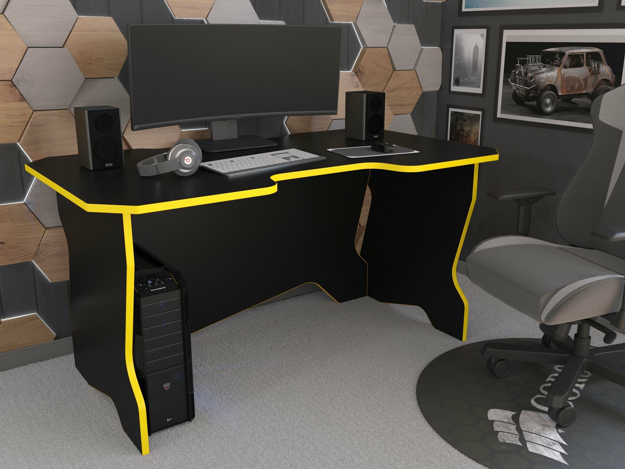 Игровой компьютерный стол черный 120см