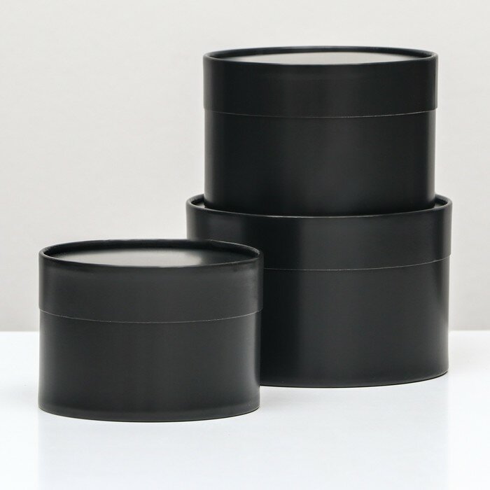 Набор подарочных коробок 3 в 1, завальцованные, черный, 16×10, 14×9, 13×8.5 см