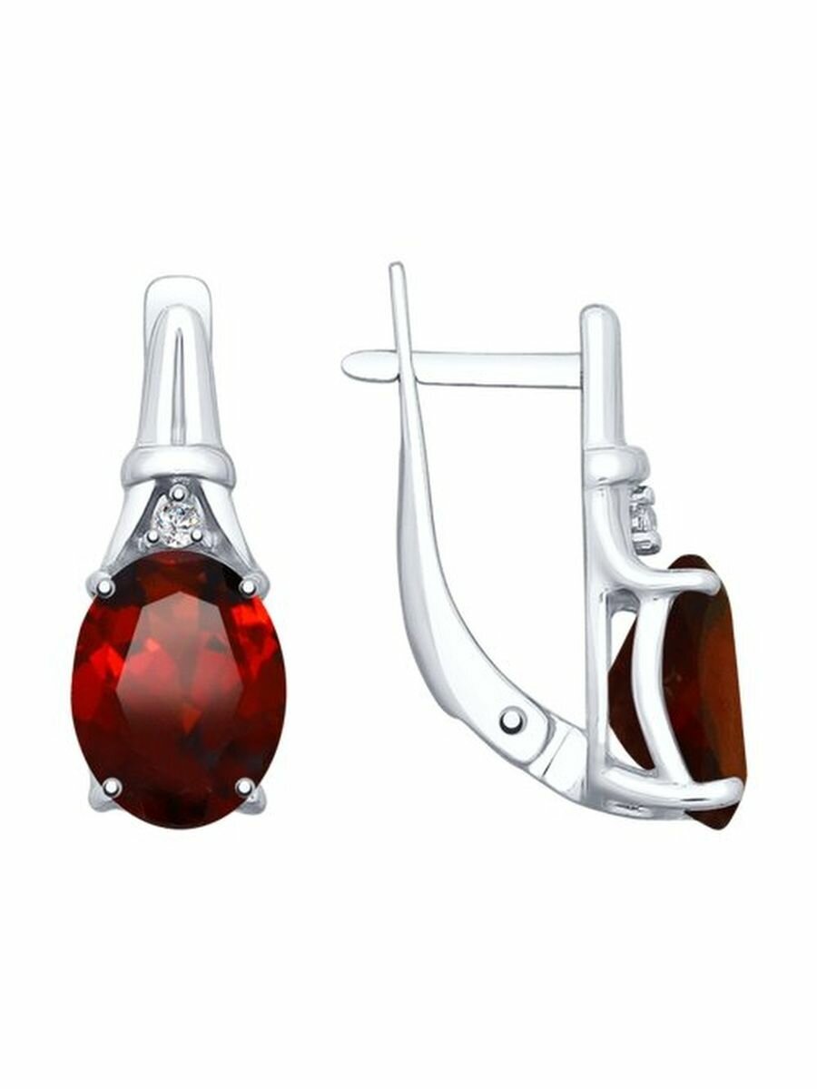 Серьги, серебро, 925 проба, родирование, гранат