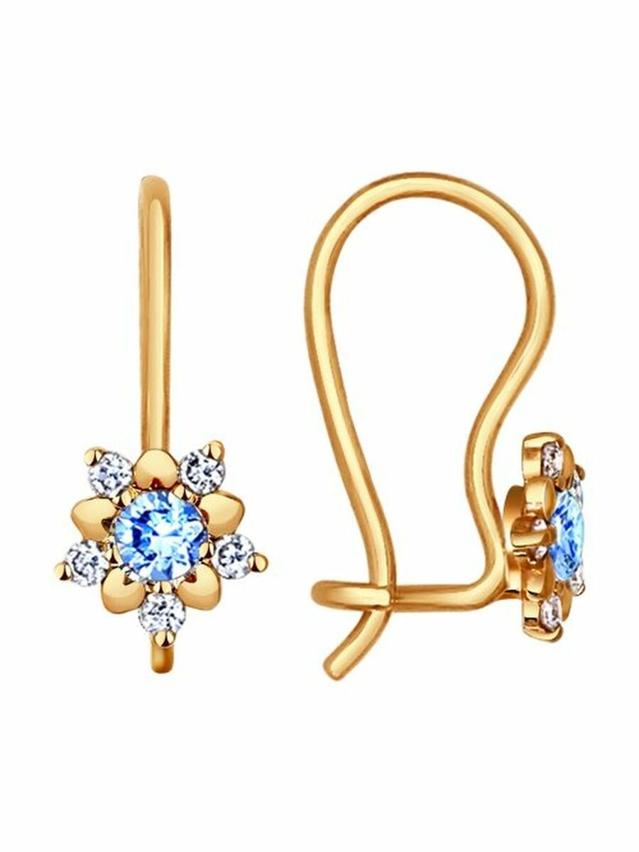 Серьги, красное золото, 375 проба, фианит